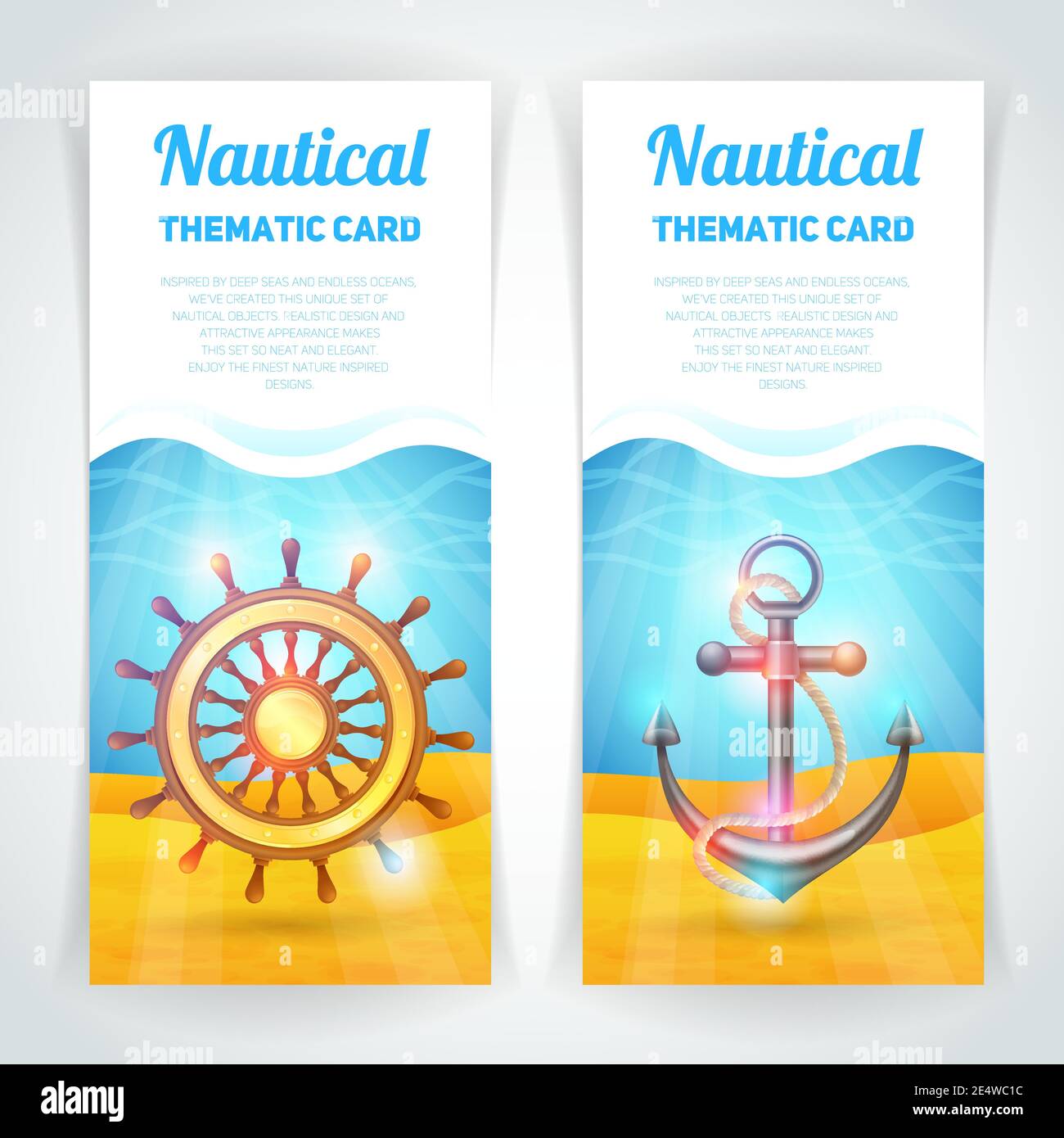 Marine vertical banner set with sailing symbols thematic card isolated ...