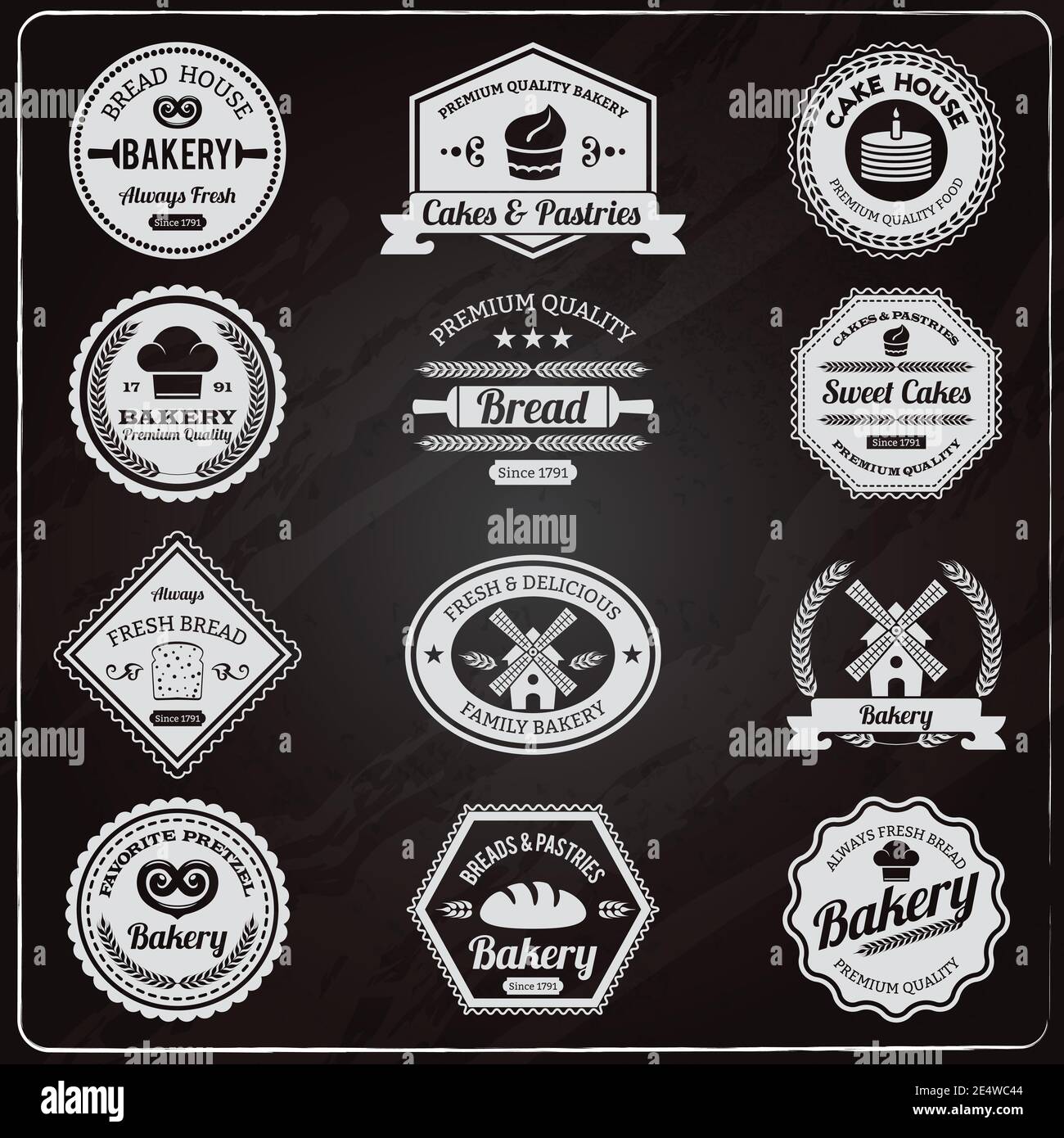 Vintage design premium quality family bakery chalkboard fresh bread ...