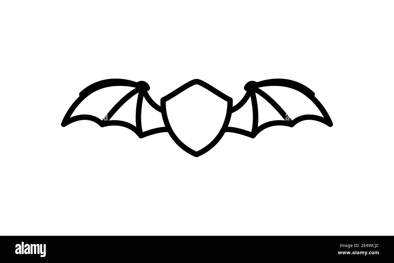 Shield Outline With Wings