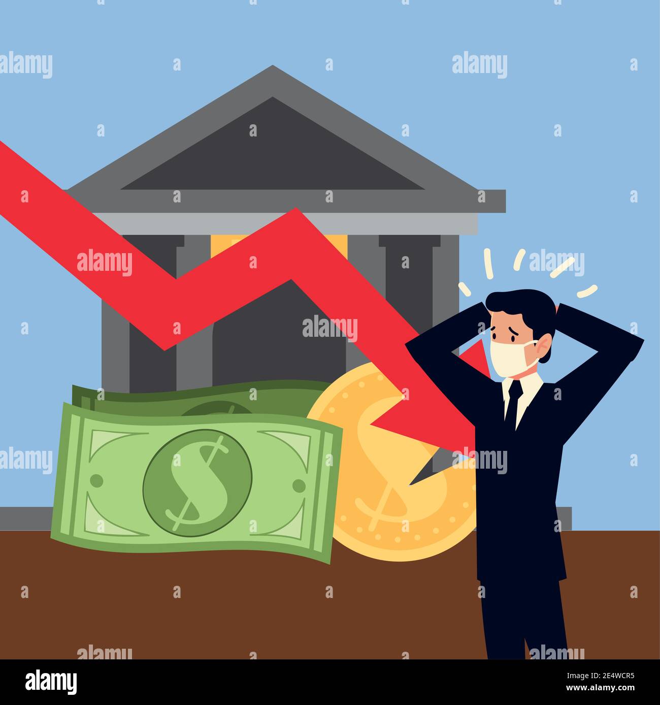 covid 19 impact, businessman bankrupt finance crisis global vector illustration Stock Vector ...