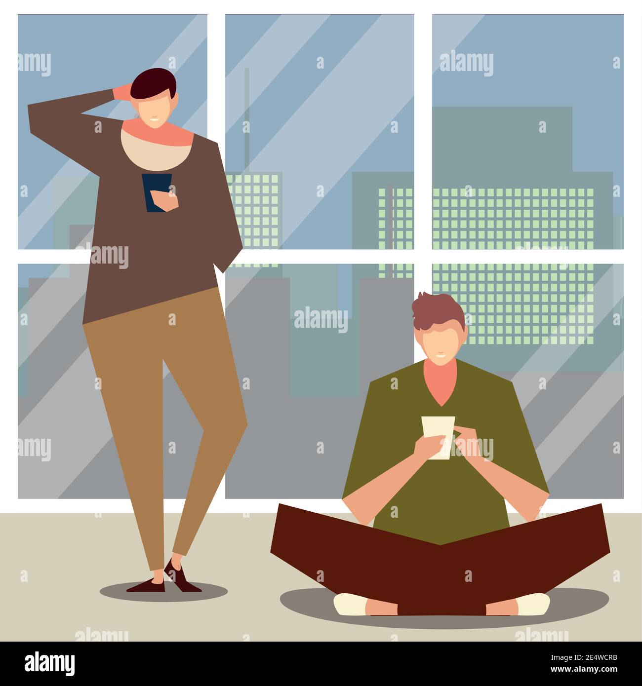 people smartphone, men using smartphone gadget digital vector ...
