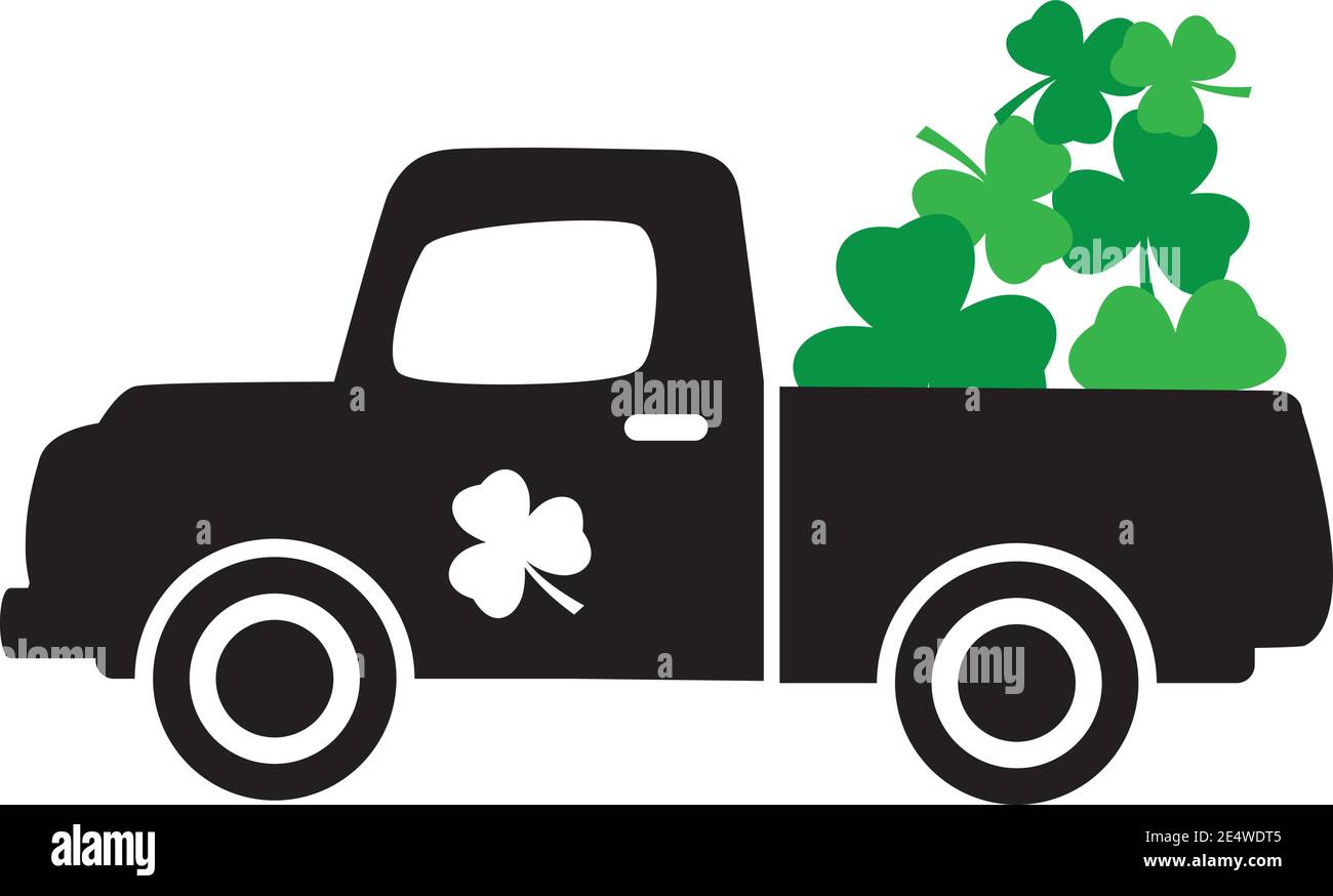 vector illustration of St. Patrick's Day truck with shamrocks. shamrock ...