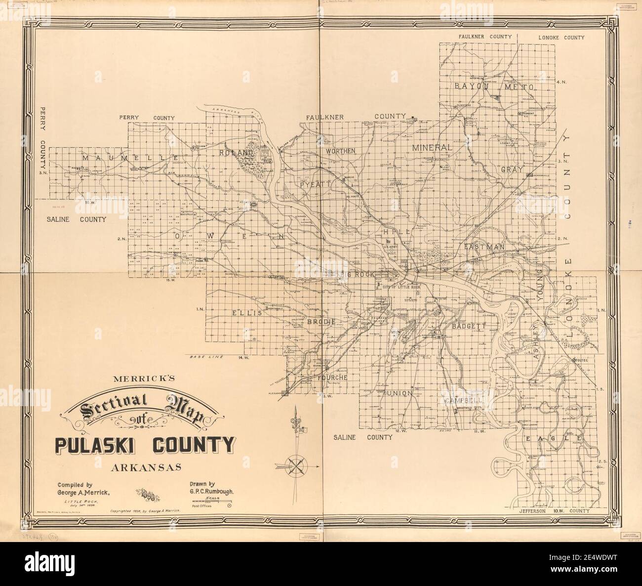 Merrick's sectional map of Pulaski County, Arkansas Stock Photo - Alamy