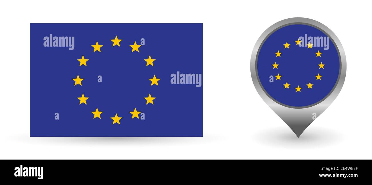Vector flag European. Location point with flag European inside. Color ...