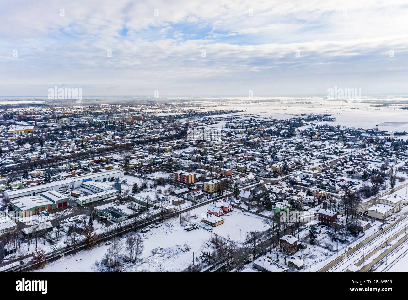 Aerial view of Rogozno, city of Poland - winter city panorama Stock ...