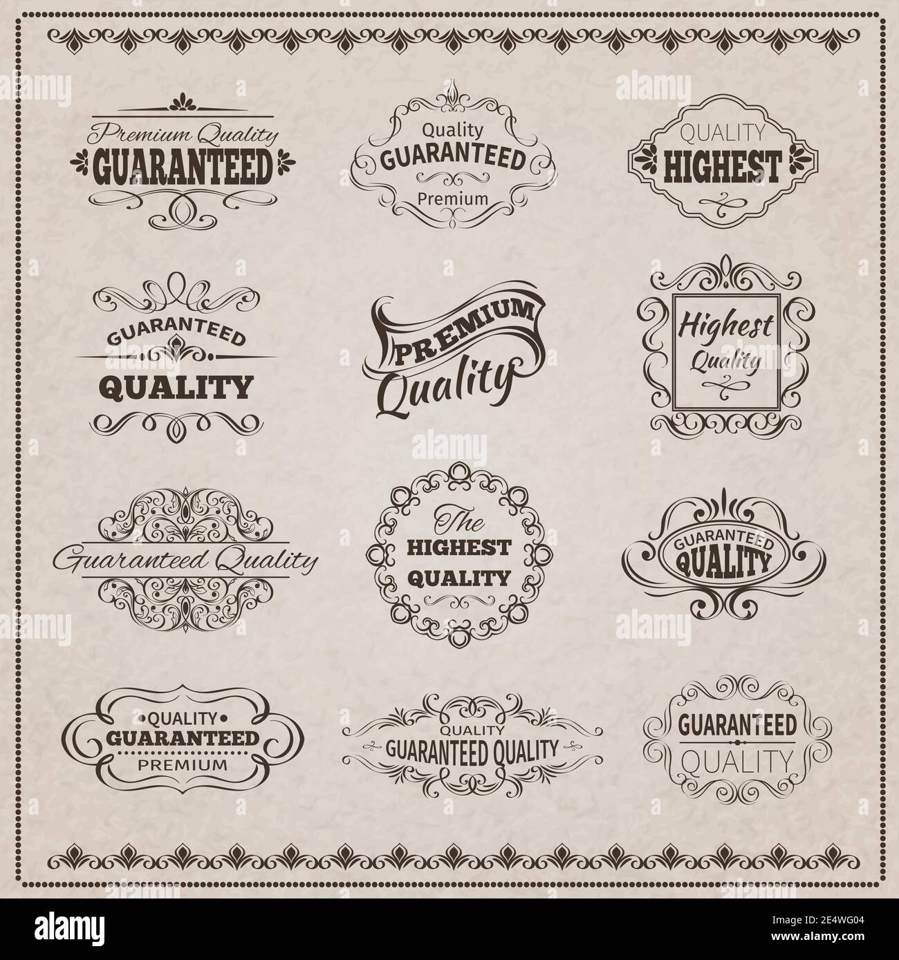 Premium quality guaranteed vintage emblems filigree calligraphic set ...