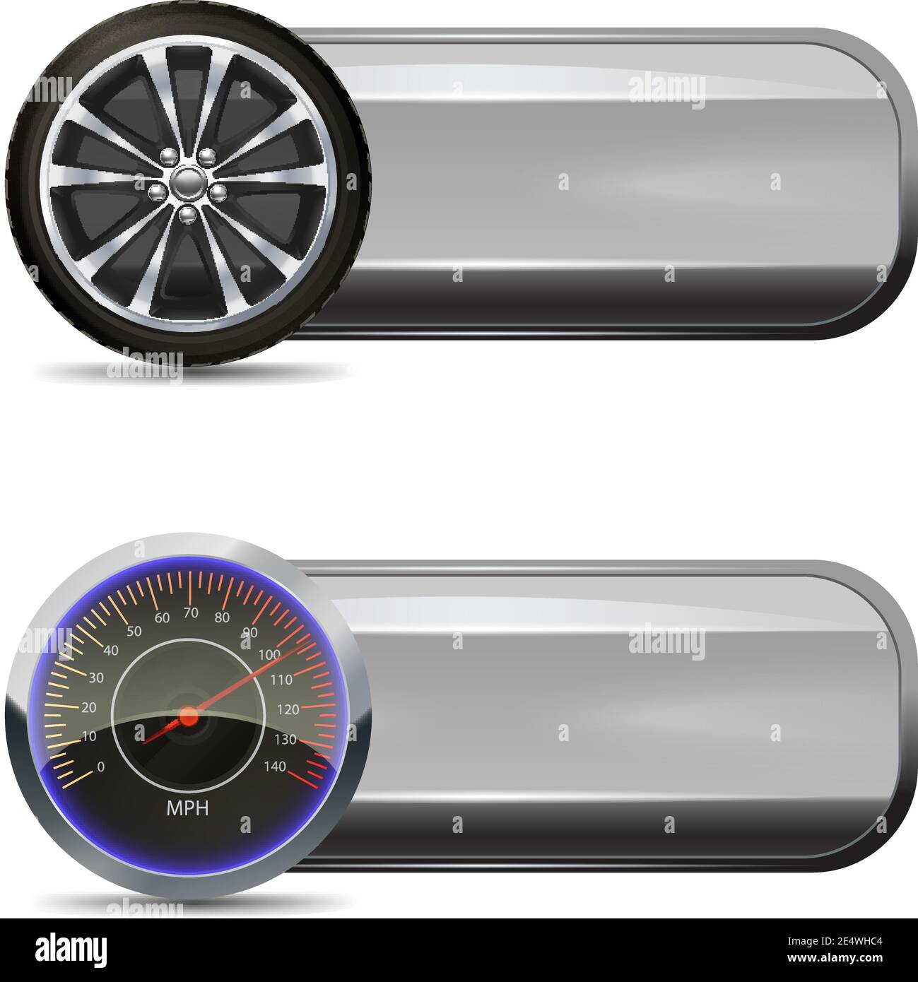 Tire service horizontal banners set with realistic wheel and ...