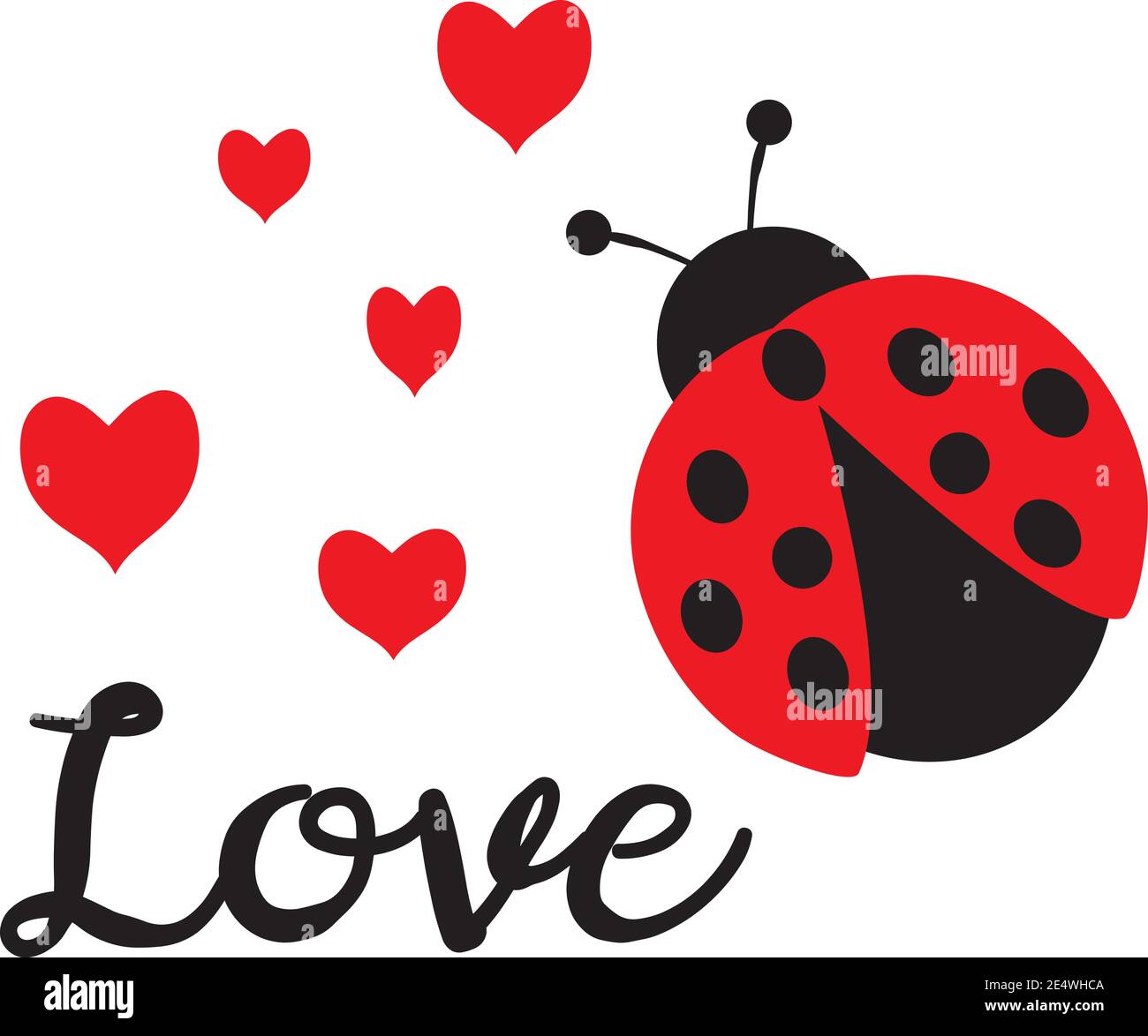 vector illustration of a love ladybug with red hearts Stock Vector ...