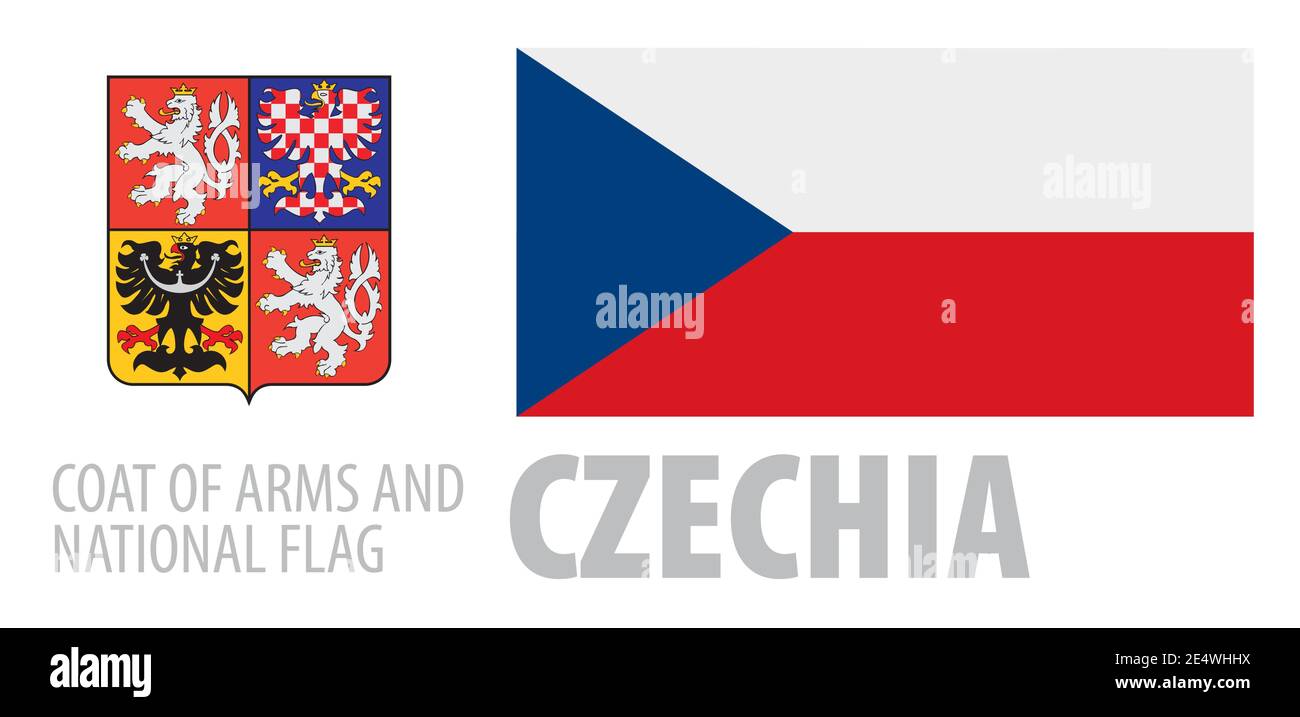 Vector set of the coat of arms and national flag of Czechia Stock ...
