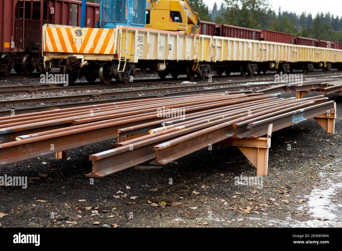 Replacement section of railroad tracks, at the BNSF railroad yard, Troy ...
