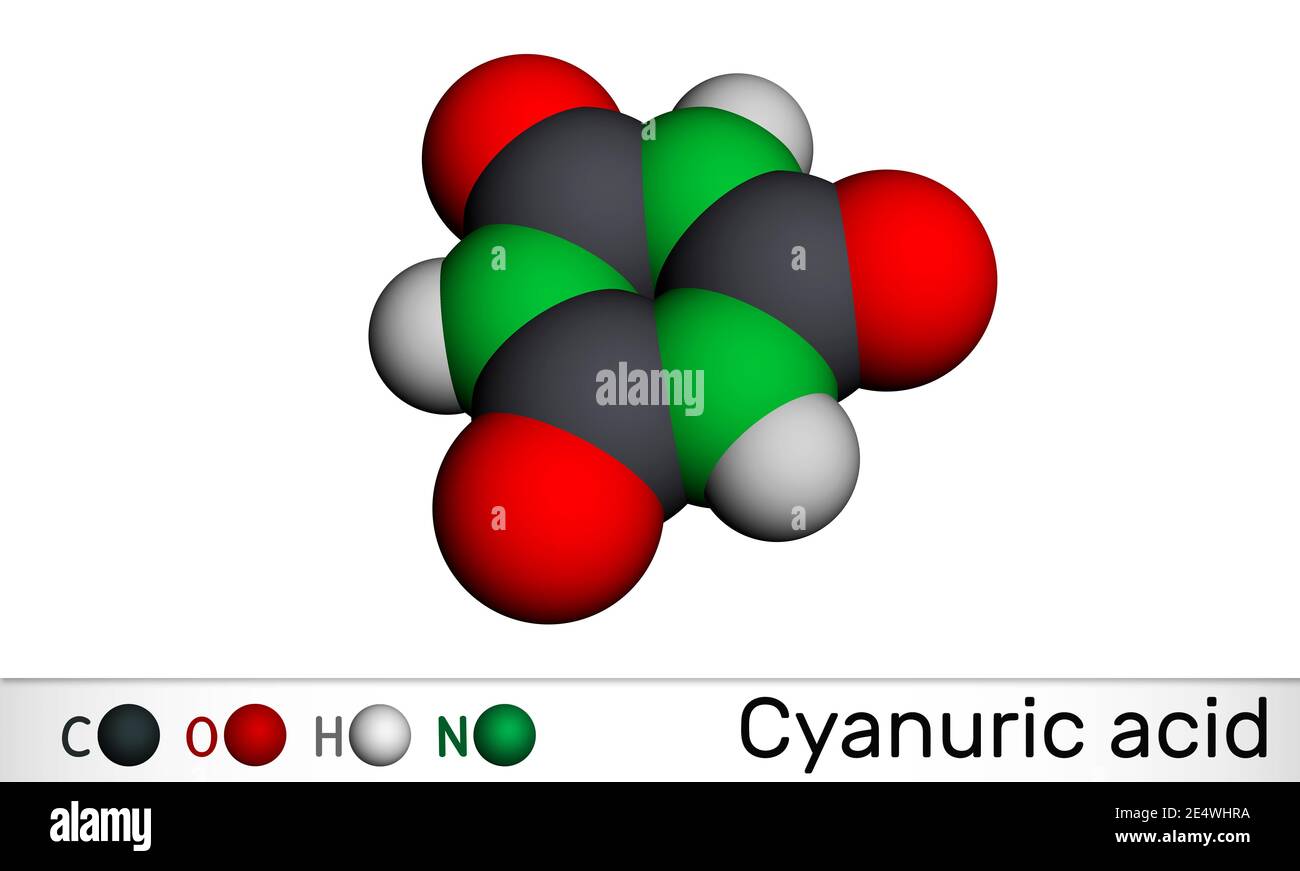 Cyanuric acid molecule. It is triazine, enol tautomer of isocyanuric ...