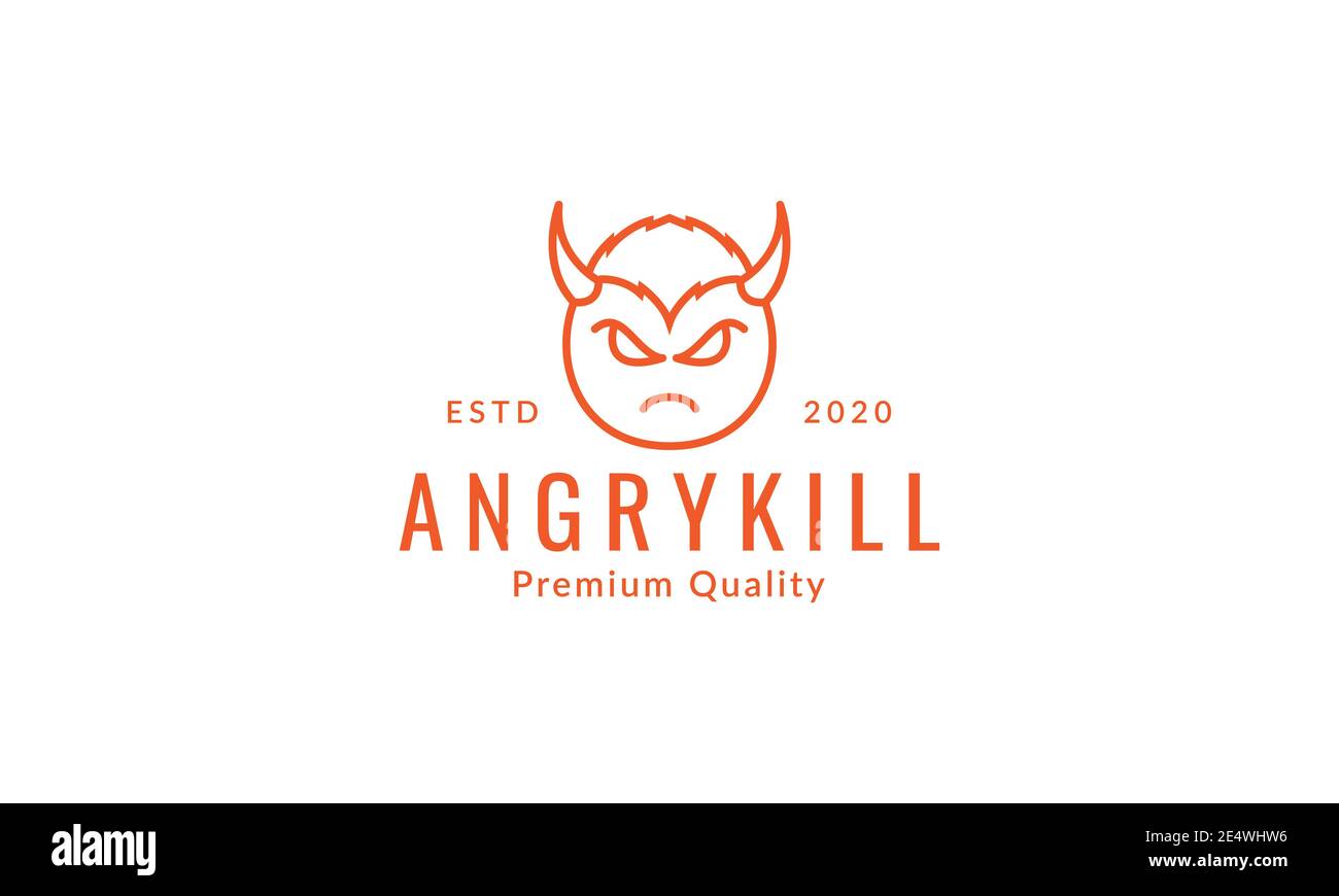 cute devil angry line with horn logo symbol icon vector graphic design ...