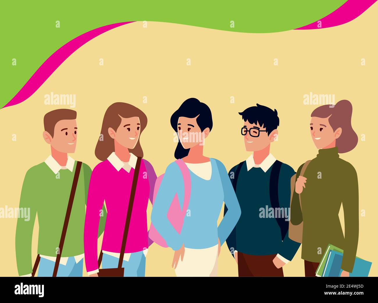 diverse college or university students characters male and female ...