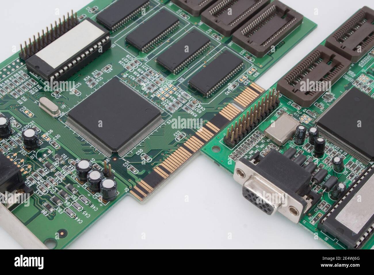 Two graphic card for personal computer. Isolated on the white ...