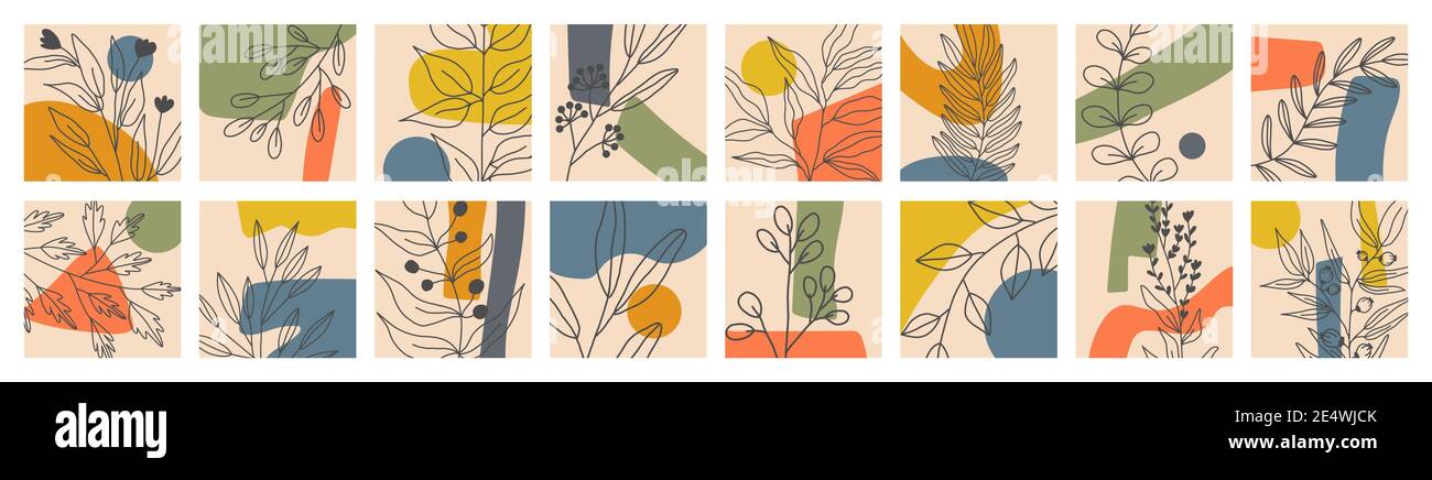 Set of Various Leaves and Flowers, abstract shapes Stock Vector Image ...