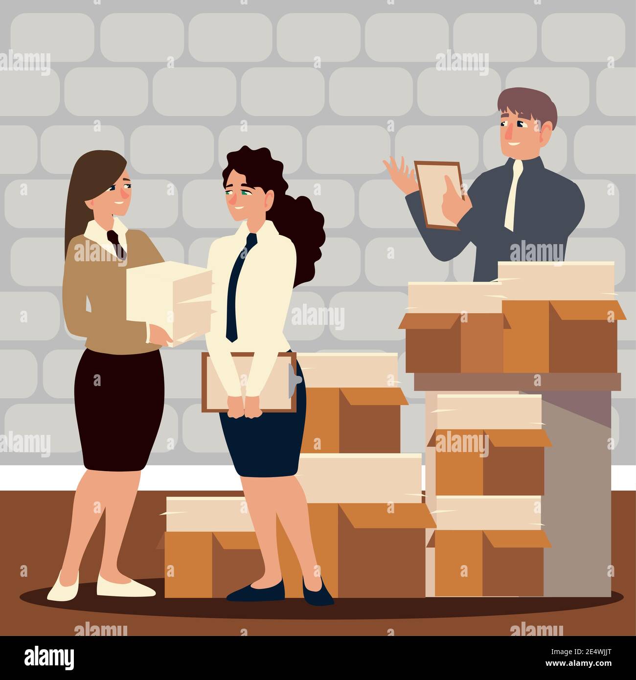 Employees working workspace Stock Vector Images - Alamy