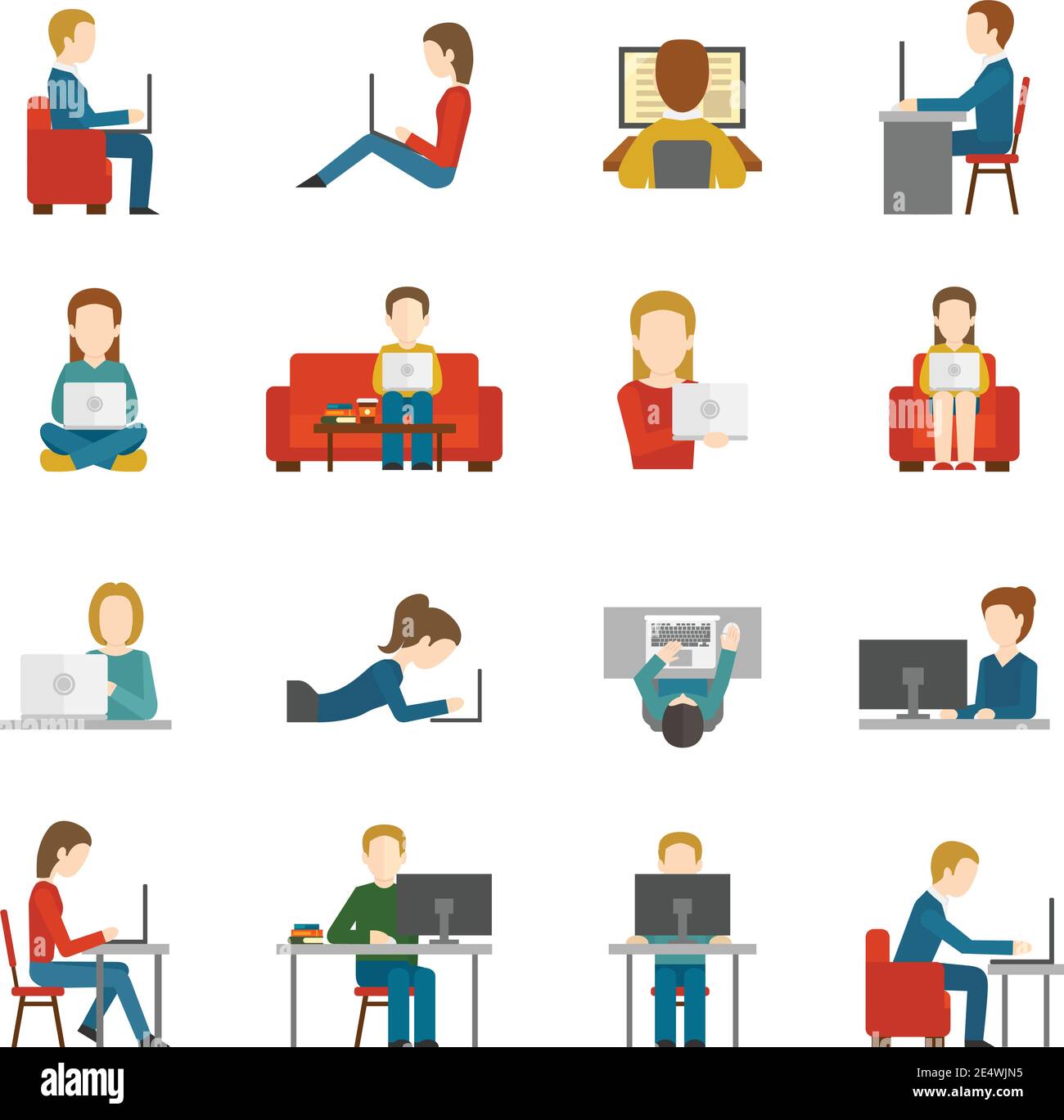 Employees Working Icons