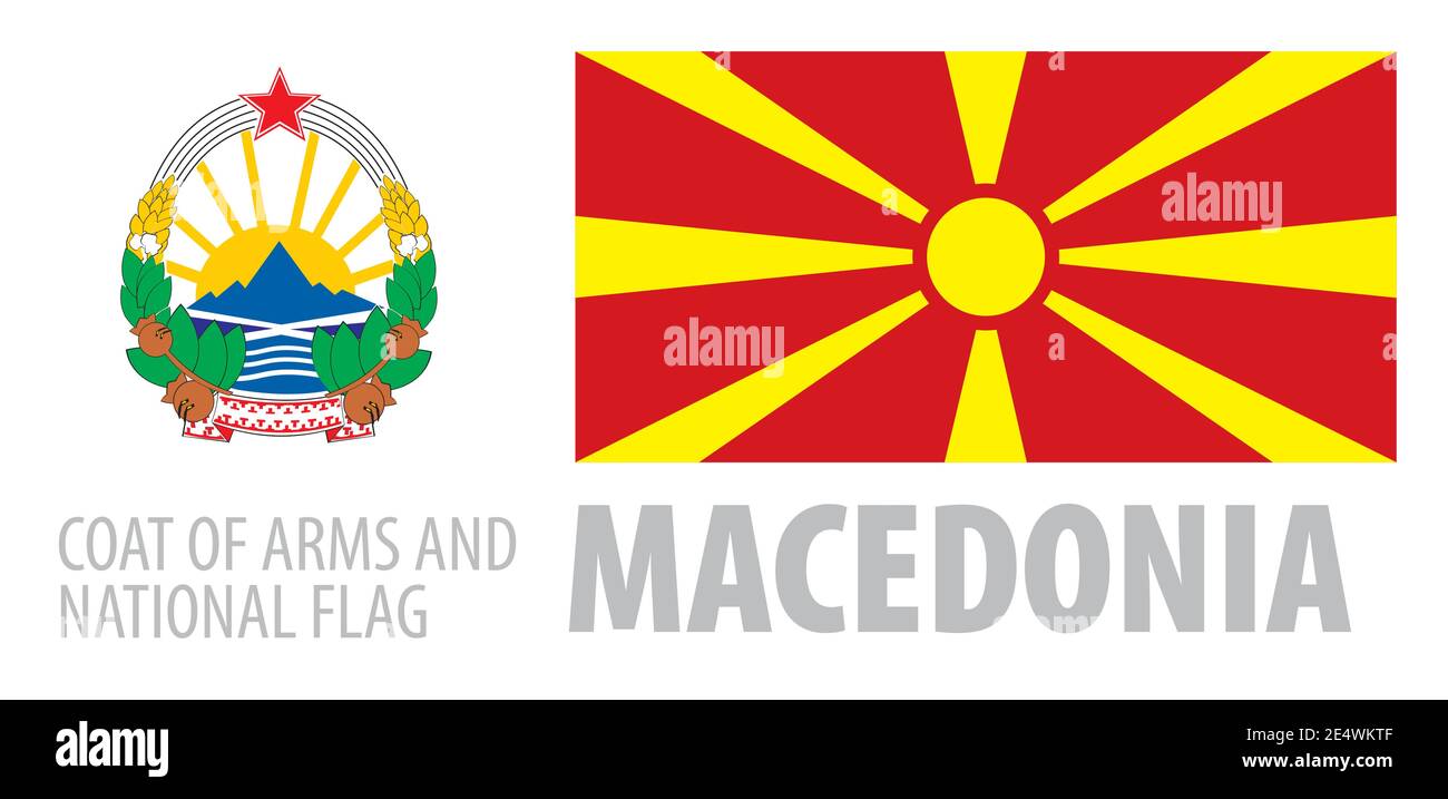 Vector set of the coat of arms and national flag of Macedonia Stock ...