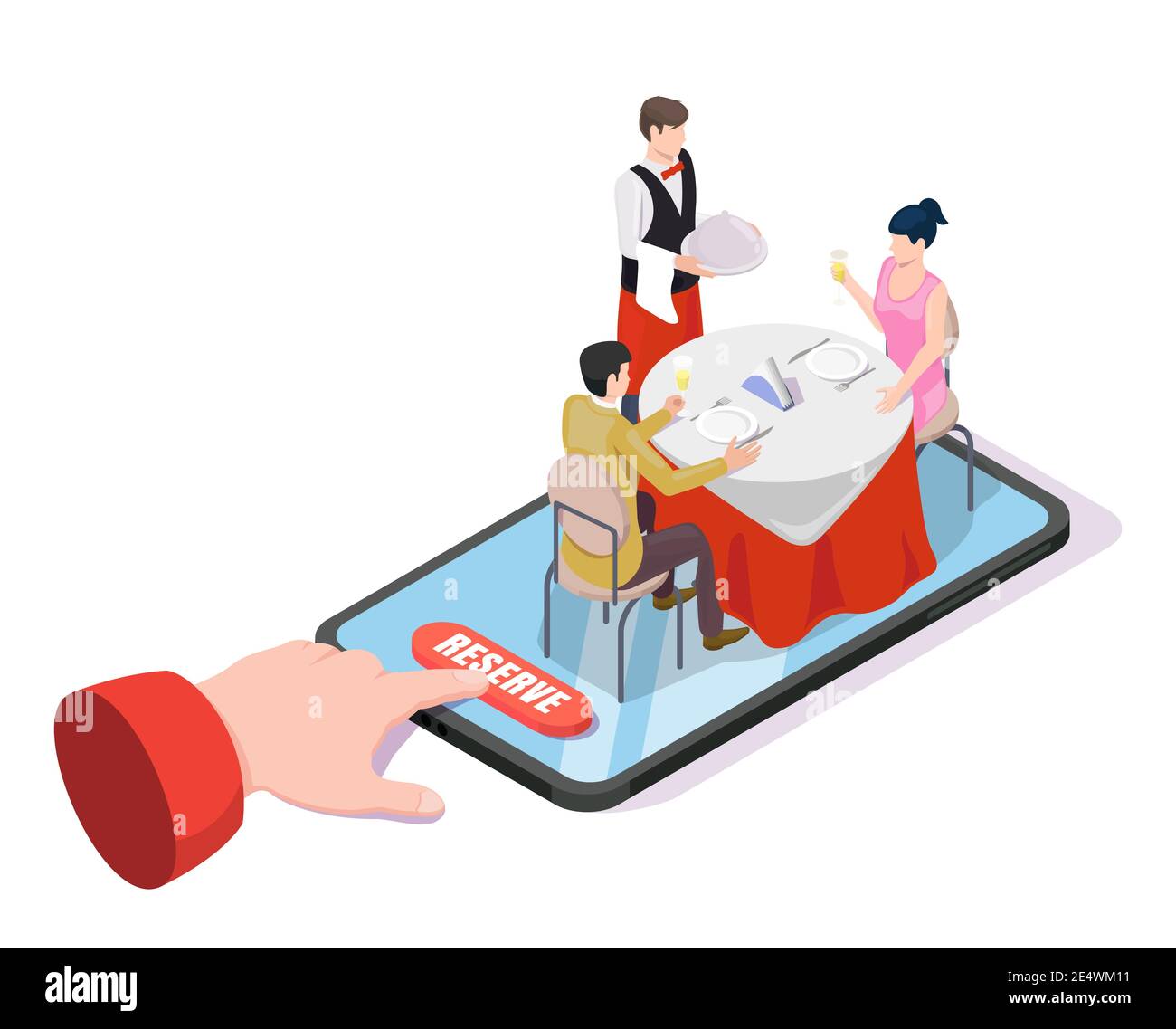 Online restaurant table reservation, flat isometric illustration Stock ... Online restaurant table reservation, flat isometric illustration Stock ...