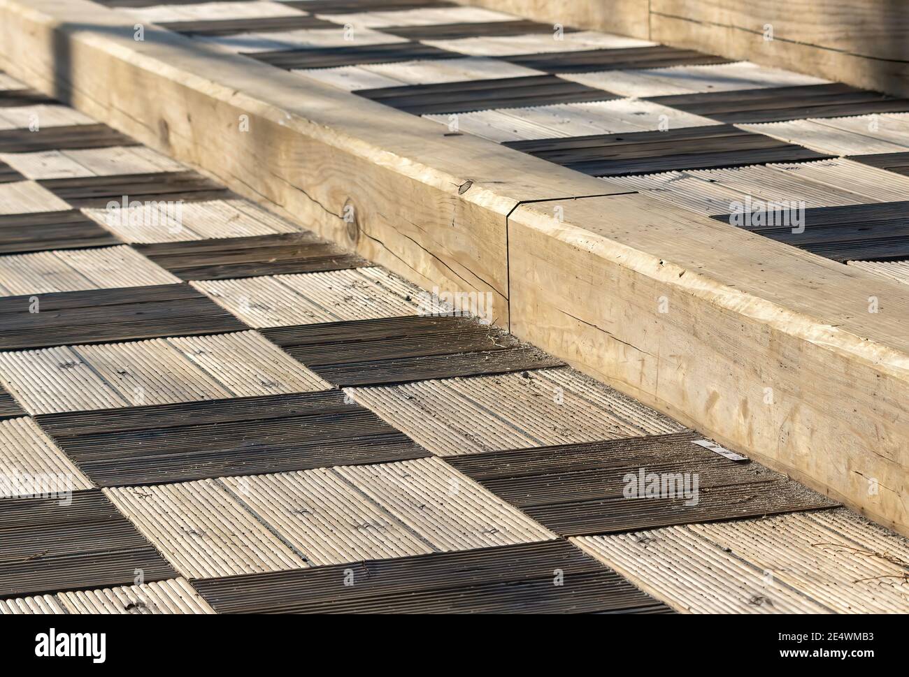 Wooden, checkered pattern in dark and light brown colors Stock Photo ...
