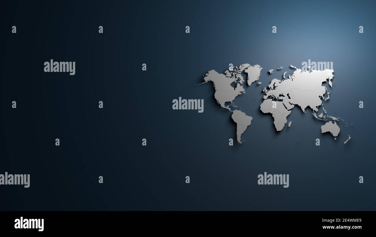 3d flat world map blue hi-res stock photography and images - Alamy