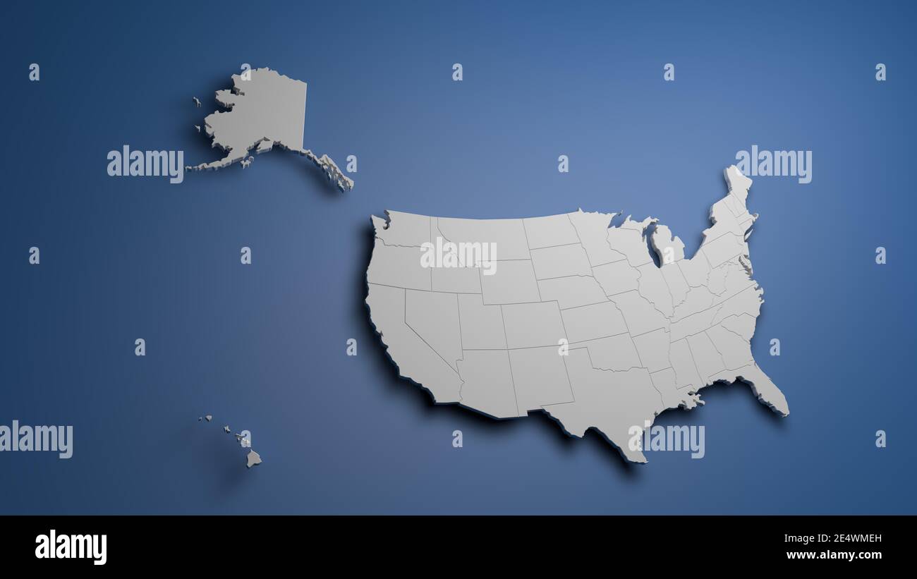 Map of the USA on blue background Stock Photo - Alamy