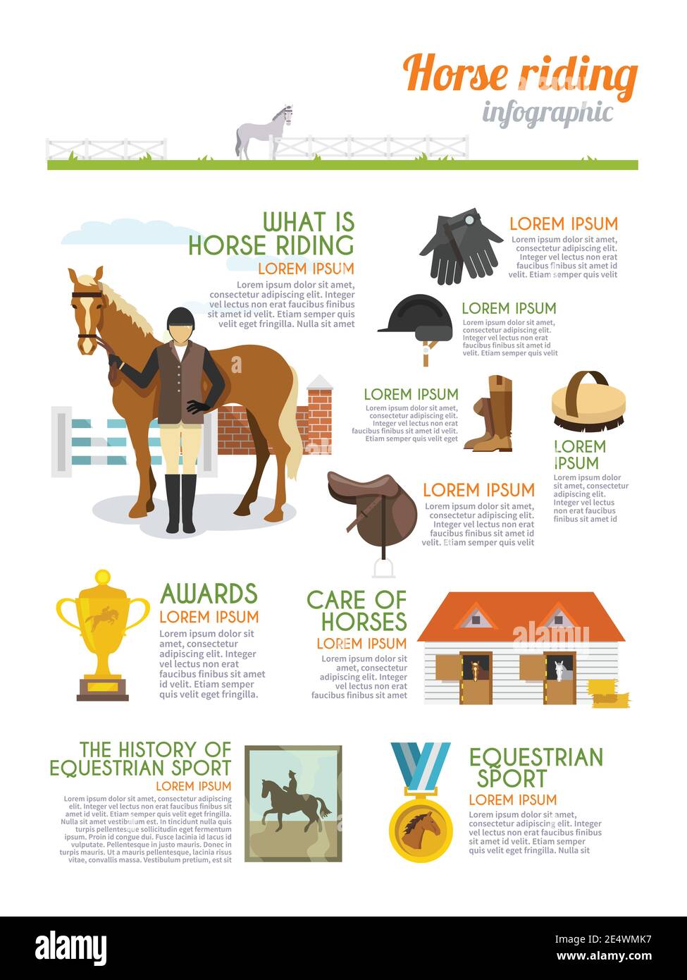 Jockey infographics set with horse rider equestrian sport signs vector illustration Stock Vector ...