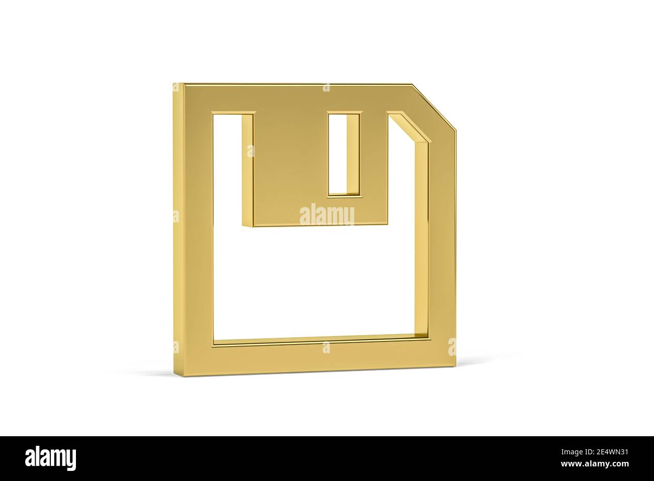 Golden 3d save icon isolated on white background - 3D render Stock ...