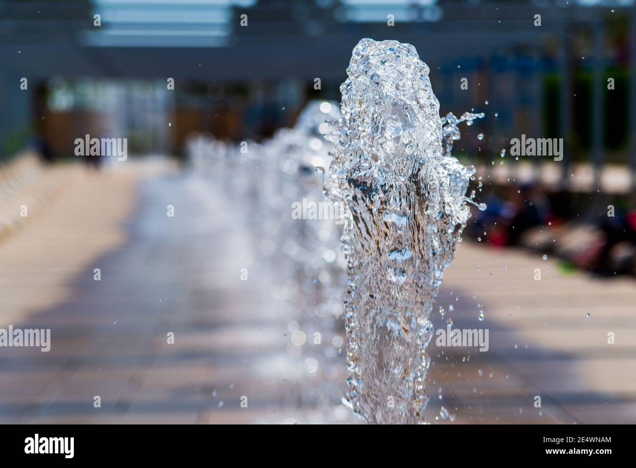 Detail close up view of a fountain in a park at a high shutter speed ...