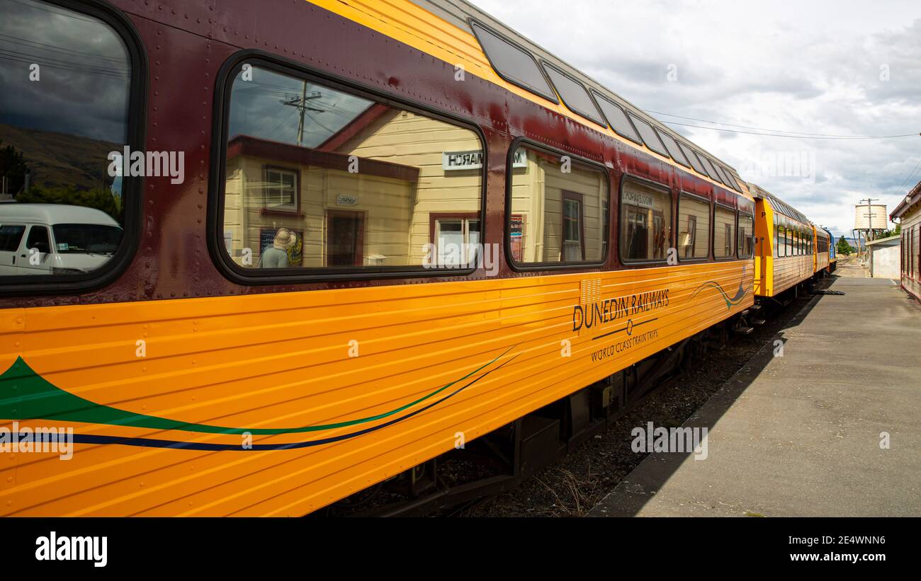 A Dunedin Railways DJ 1227 diesel electric train. Traveling between ...
