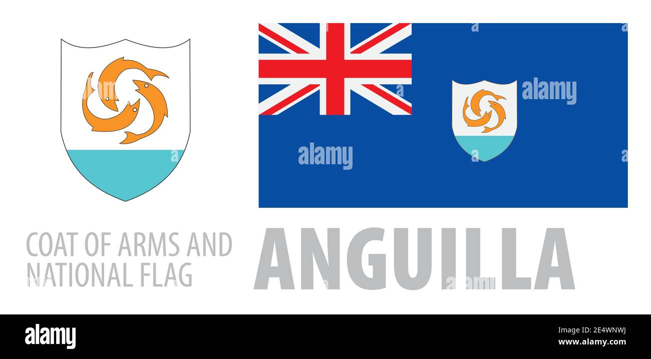 Vector set of the coat of arms and national flag of Anguilla Stock ...