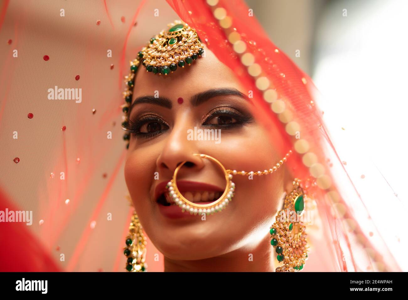Beautiful Indian Bride under a veil Stock Photo - Alamy