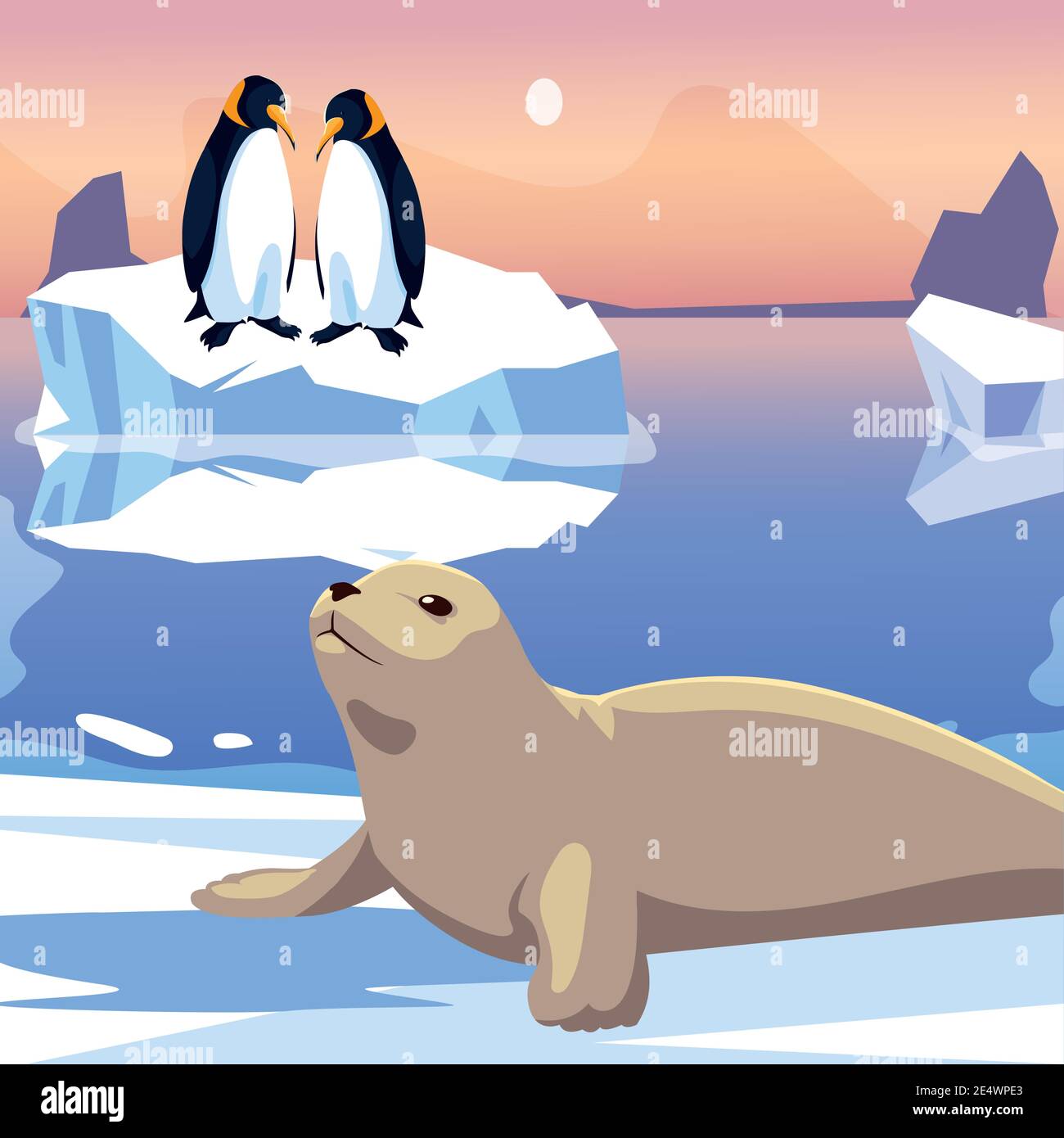 Penguins antarctica with glacier Stock Vector Images - Alamy