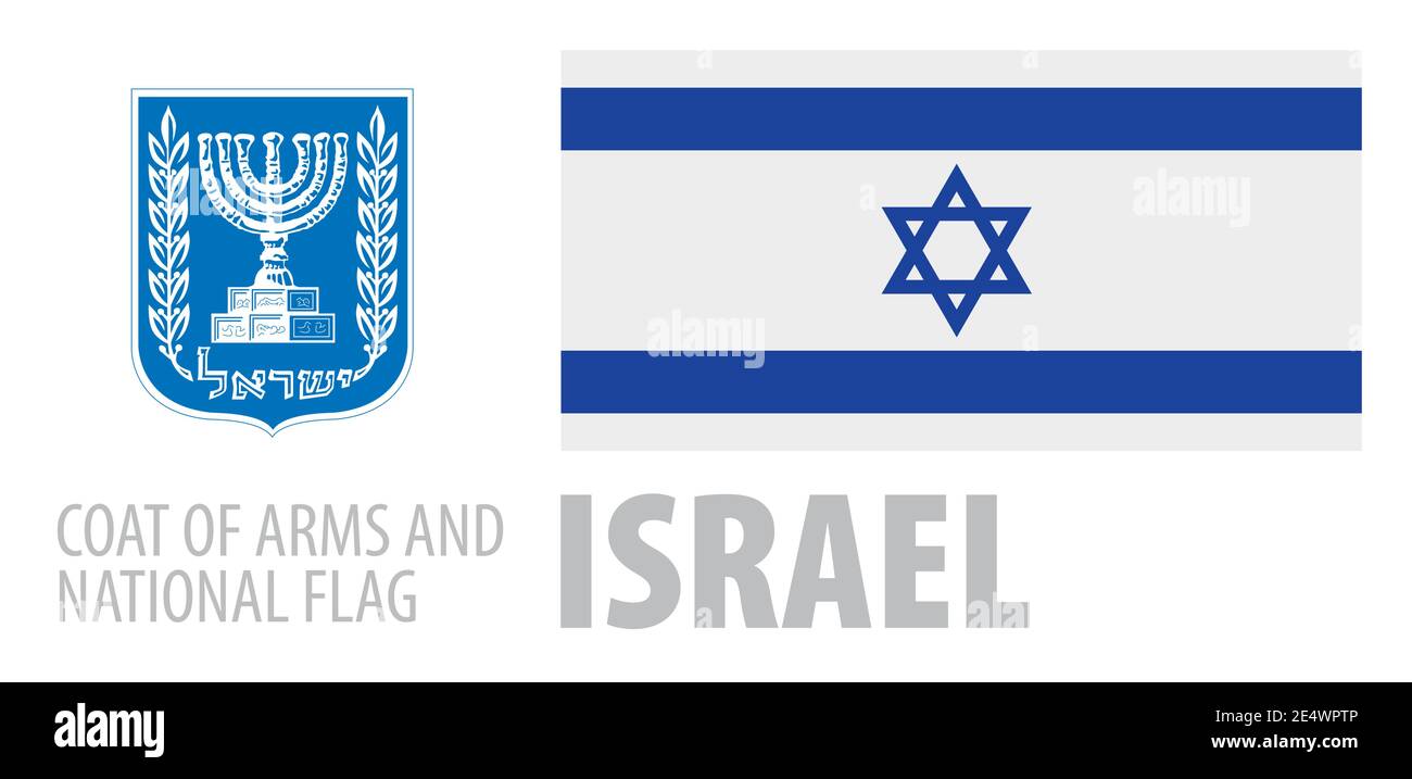 Vector set of the coat of arms and national flag of Israel Stock Vector ...