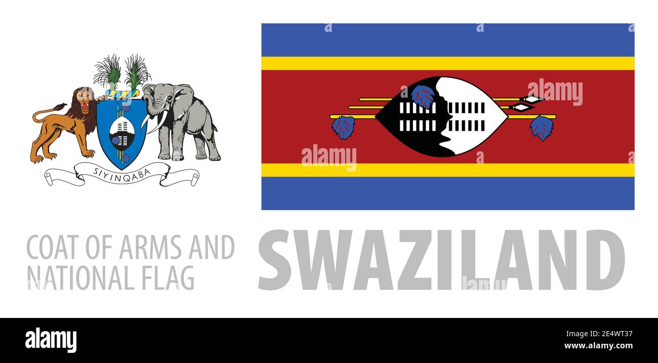 Vector set of the coat of arms and national flag of Swaziland Stock ...
