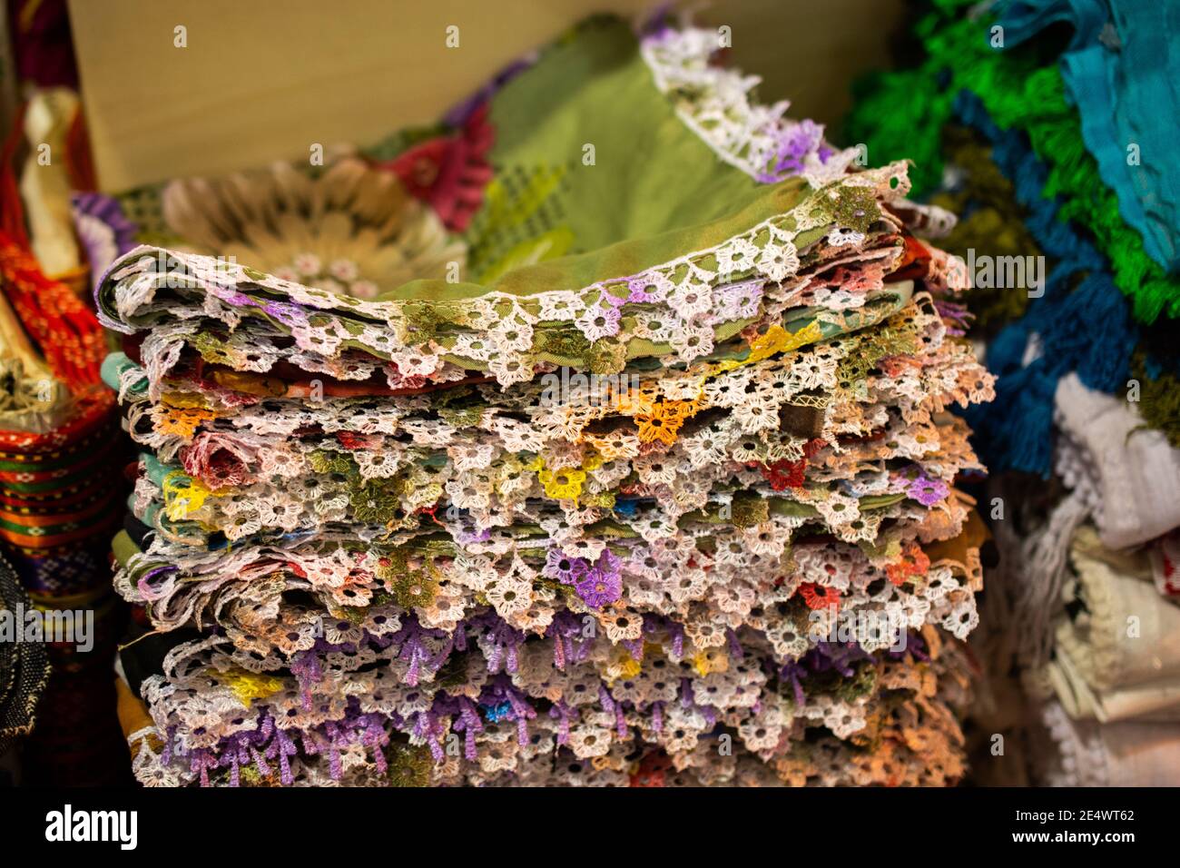 Colorful floral needle work embroidery as background Stock Photo - Alamy