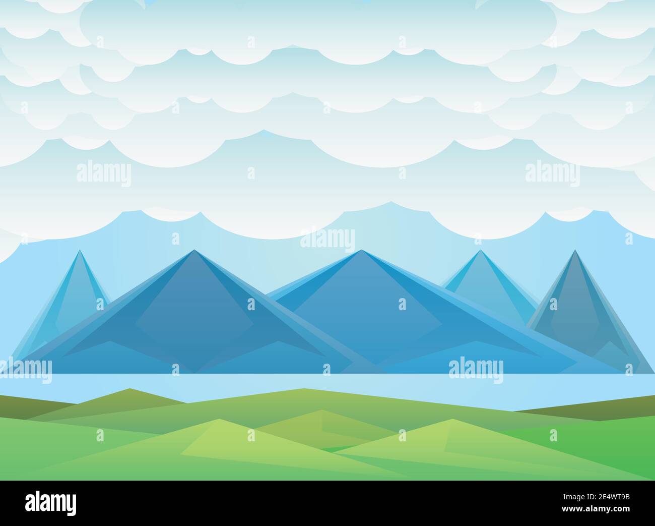 Polygonal landscape of mountains and clouds design, nature and outdoor ...