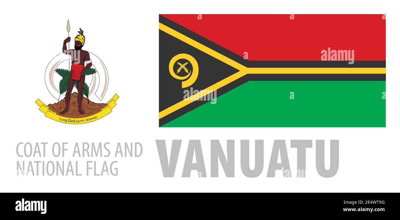 Vector set of the coat of arms and national flag of Vanuatu Stock ...
