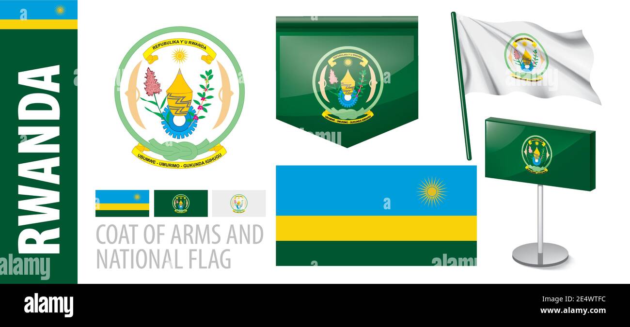 Vector set of the coat of arms and national flag of Rwanda Stock Vector ...