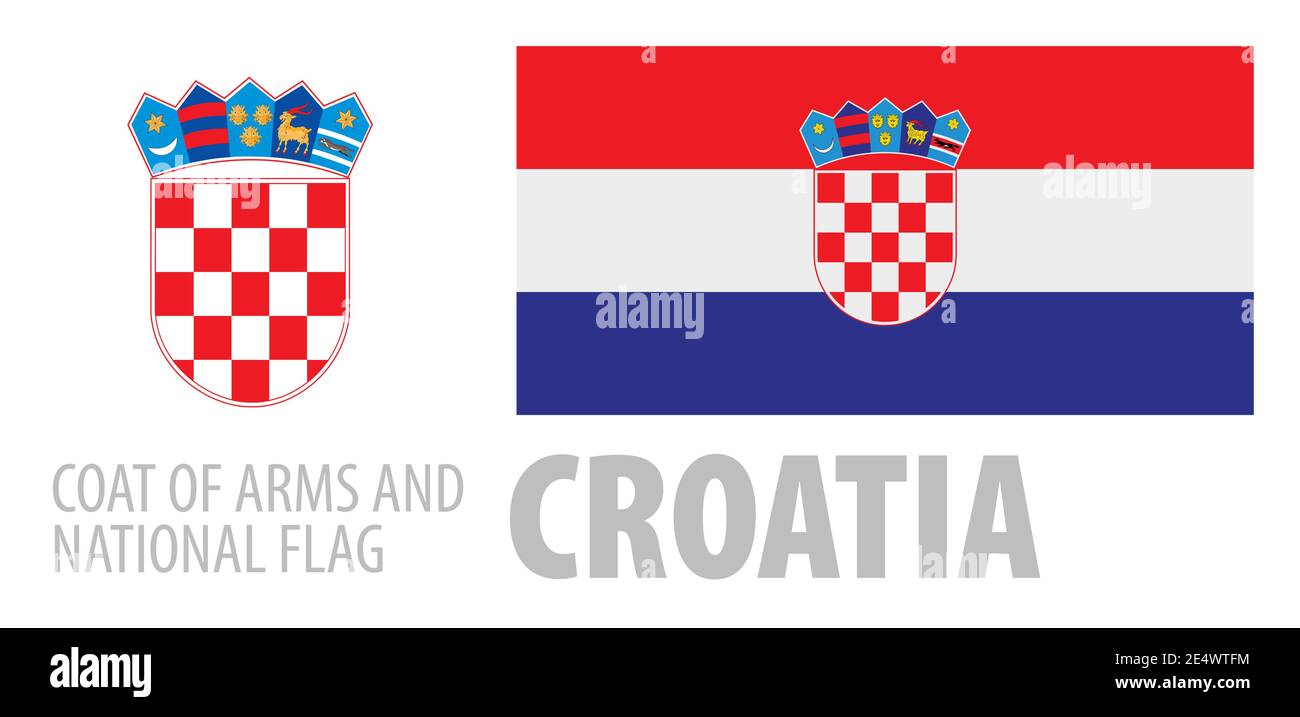 Vector set of the coat of arms and national flag of Croatia Stock ...