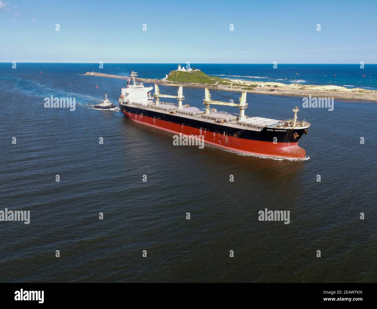 Black Coal Bulk Carrier Ship Vessel Entering the Port of Newcastle ...