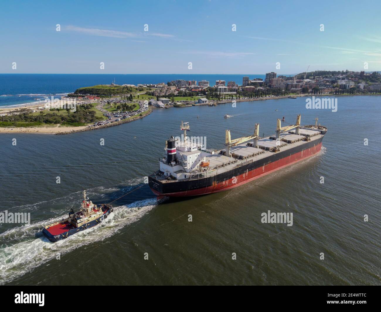 Black Coal Bulk Carrier Ship Vessel Entering the Port of Newcastle ...