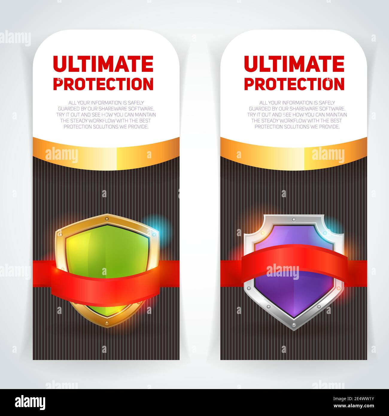 Ultimate protection escutcheon shield in golden frame emblem logo ...