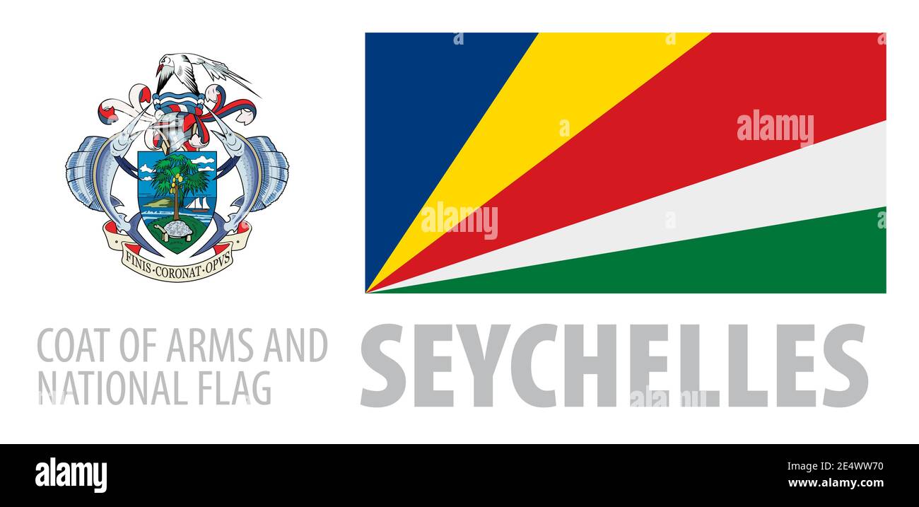 Vector set of the coat of arms and national flag of Seychelles Stock ...