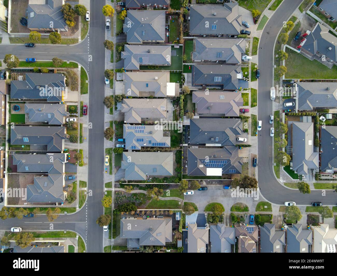 Urban Sprawl Aerial View Suburbia Urban Living and Houses Afternoon ...