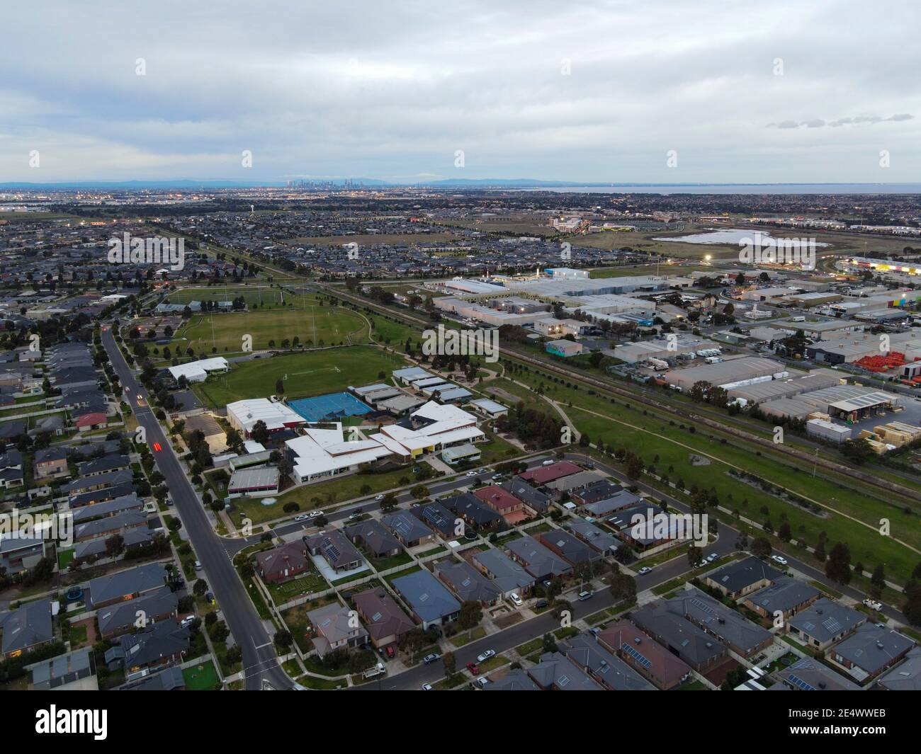 Urban Sprawl Aerial View Suburbia Urban Living and Houses Afternoon ...