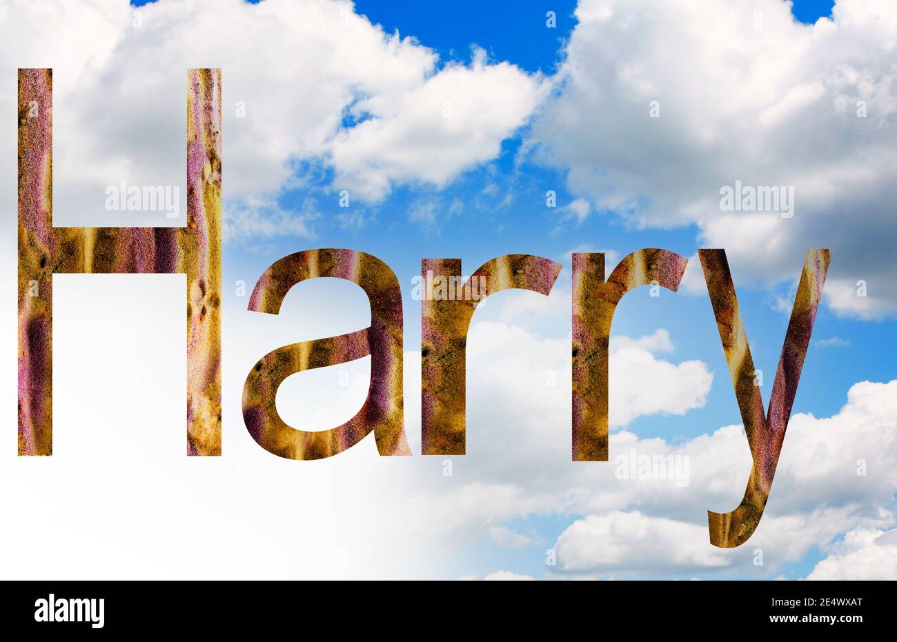 Name Harry in english surrounded by clouds background Stock Photo - Alamy