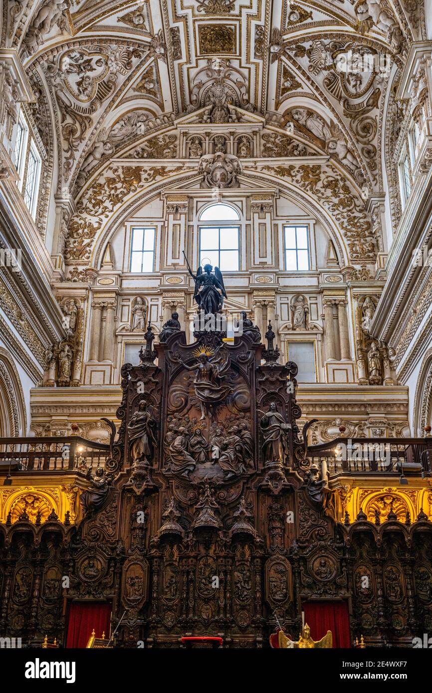 Moorish architecture inside the Mezquita Cathedral or Great Mosque in ...