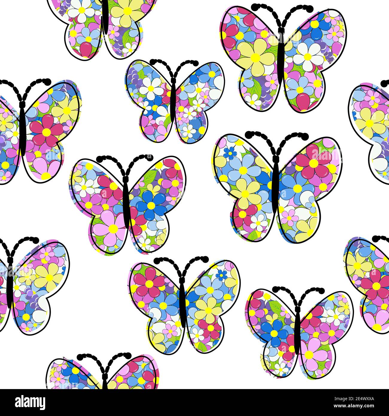 Seamless pattern cute butterflies Cut Out Stock Images & Pictures - Alamy