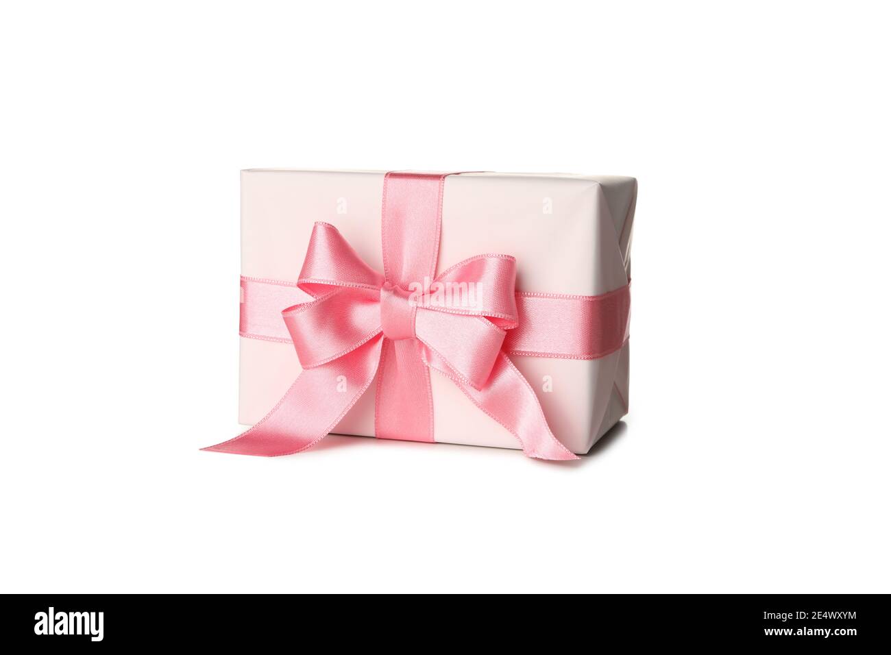 Gift box with pink bow isolated on white background Stock Photo - Alamy